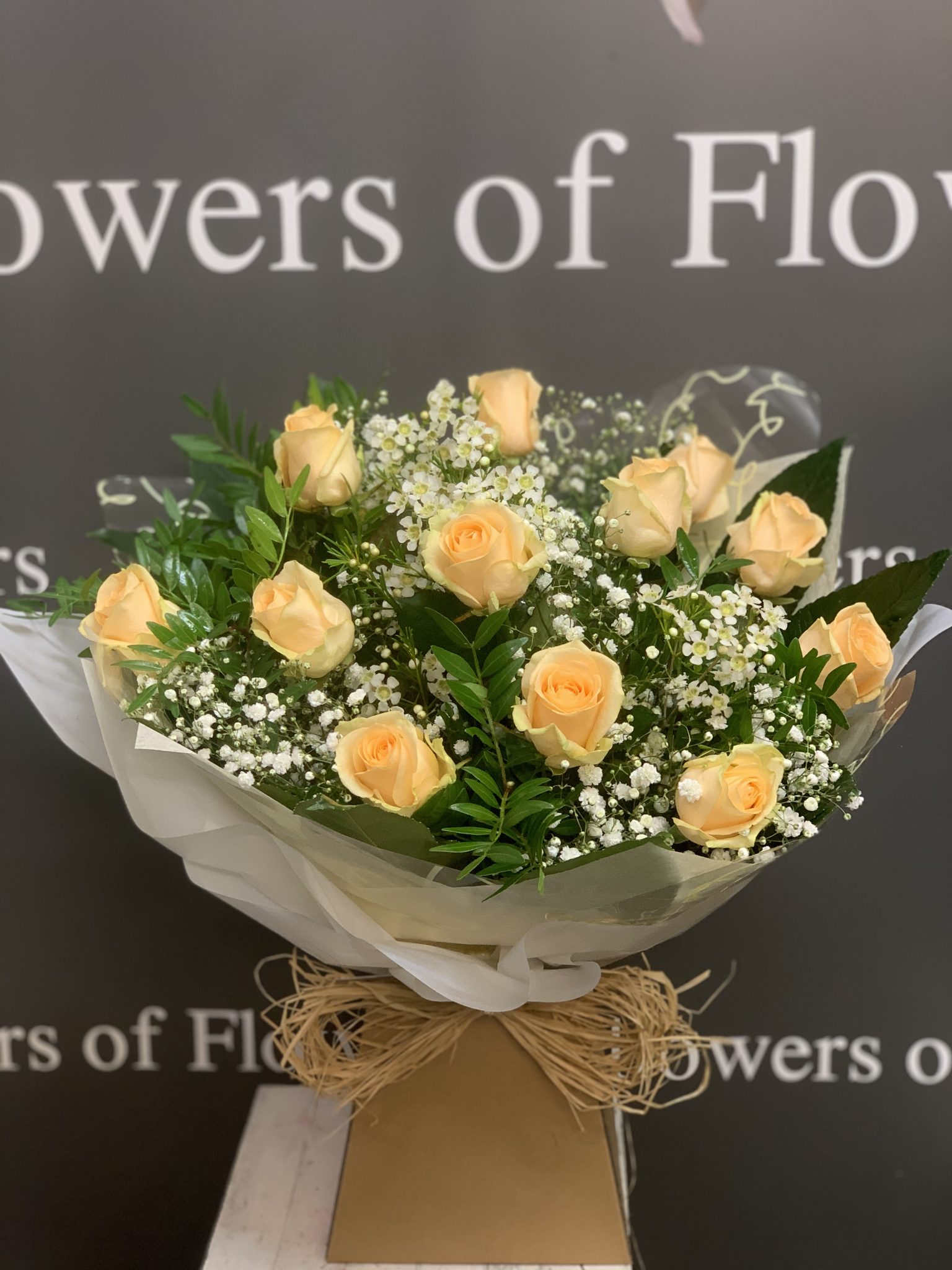 Dozen Peach Roses | Showers of Flowers